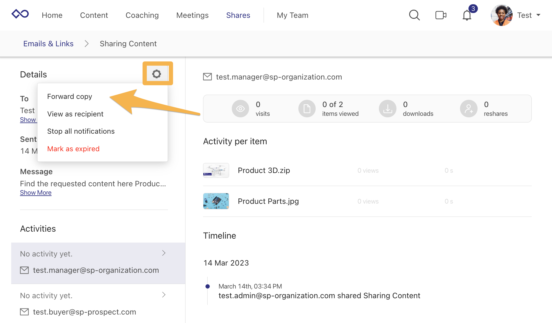 Managing your Shares – Showpad Help Center