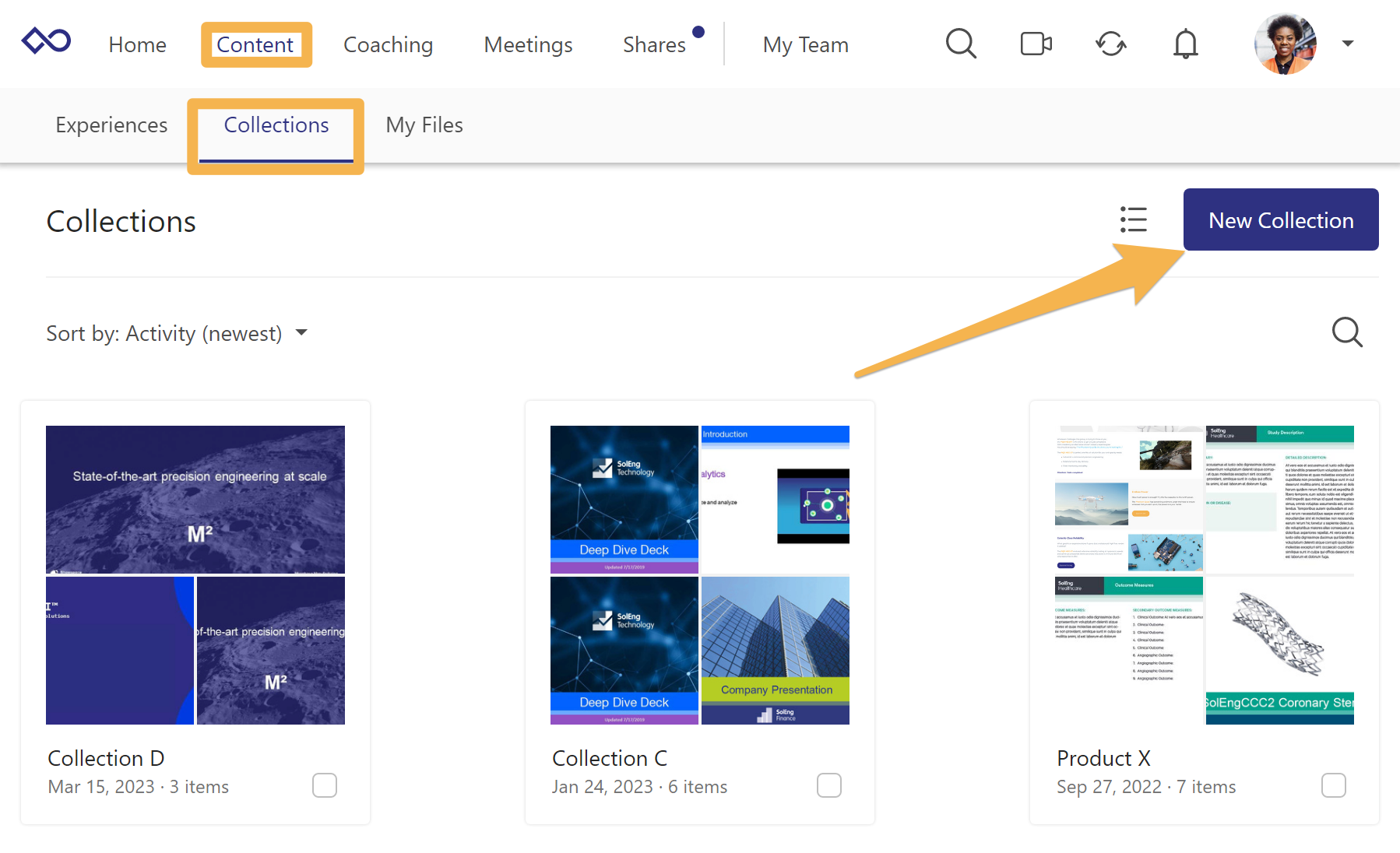 Create Personal Collections With Selected Content Showpad Help Center