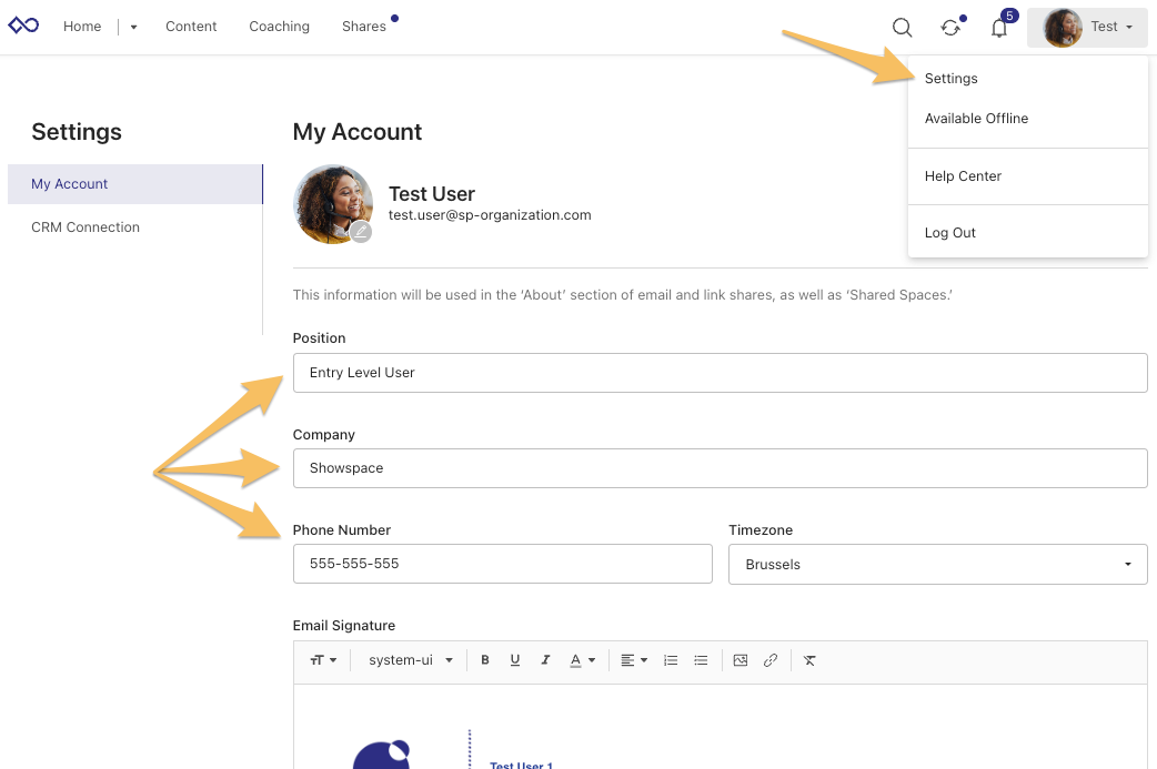 Understanding My Account Settings – Showpad Help Center