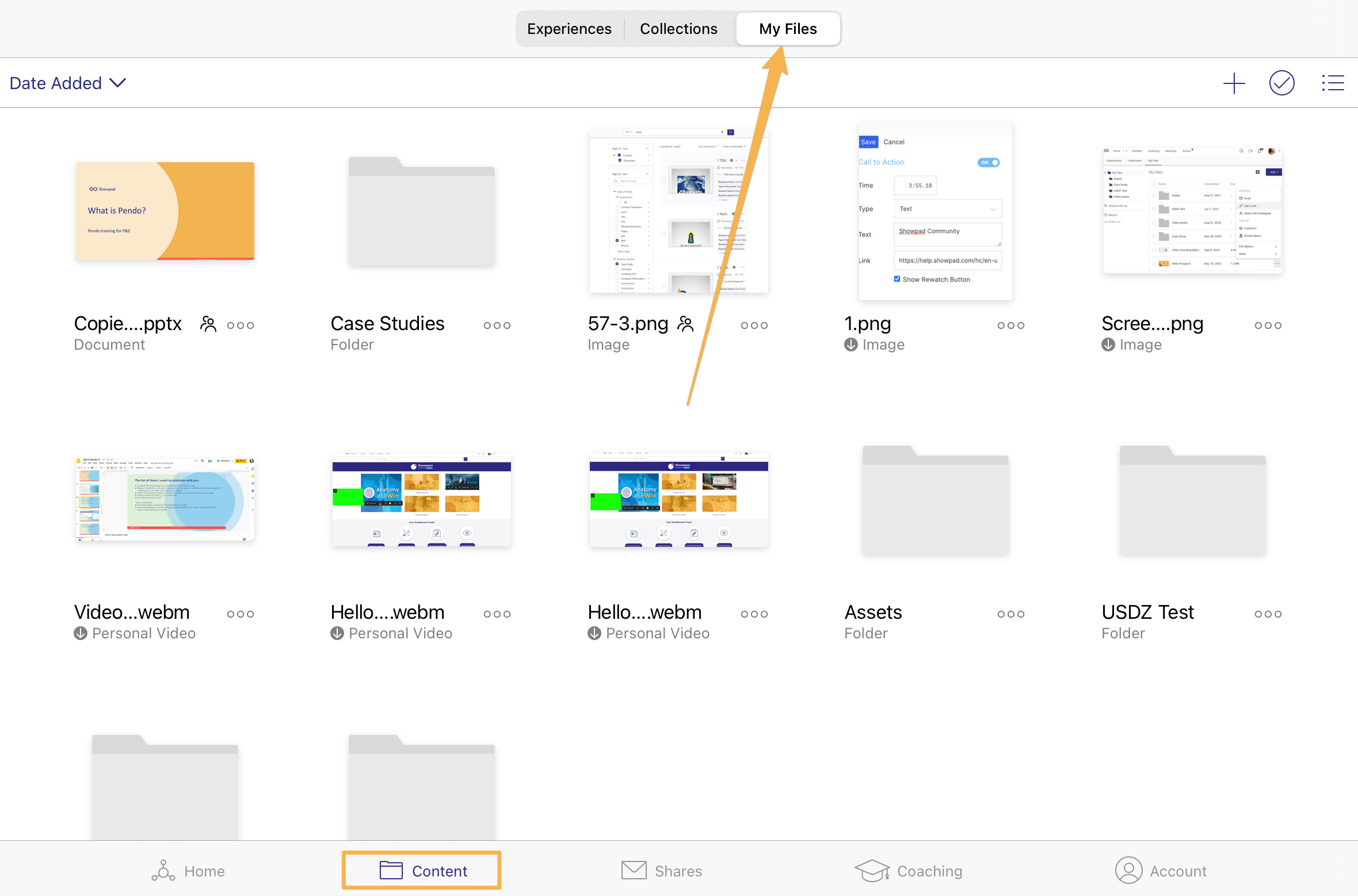 Add, manage, and share personal content in My Files – Showpad Help Center