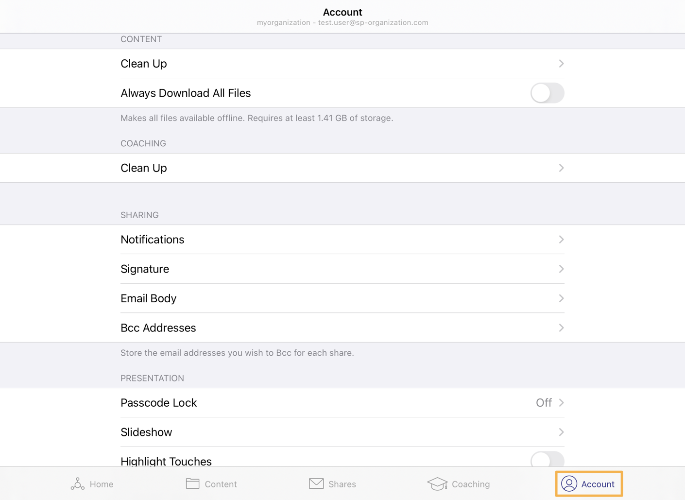 Understanding mobile account settings – Showpad Help Center