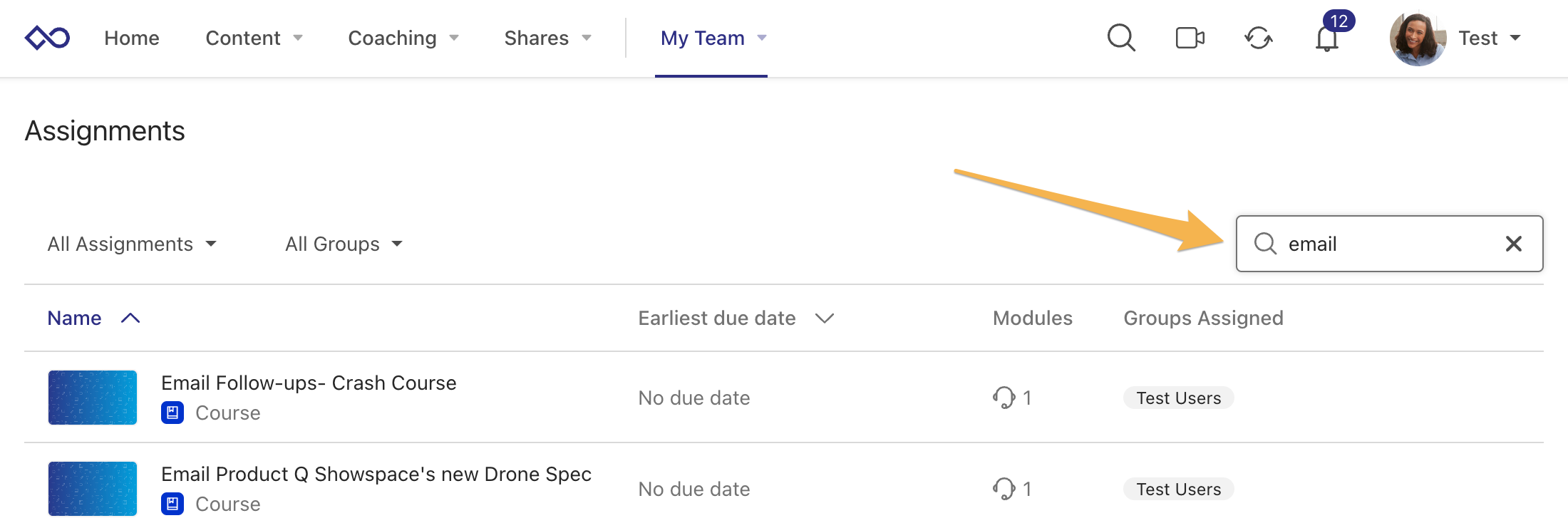 See your teams assignments in My Team hub: Assignments – Showpad Help Center