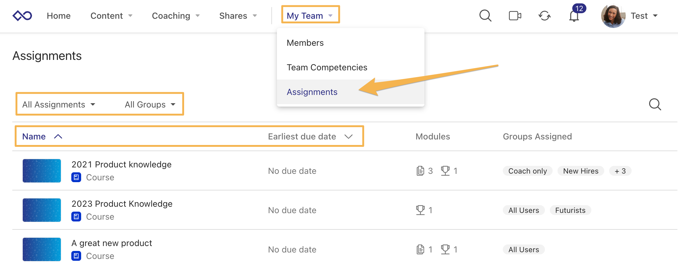 See your teams assignments in My Team hub: Assignments – Showpad Help Center