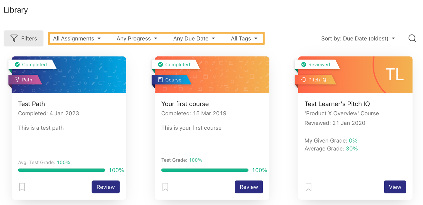 Find and filter Courses within the Library – Showpad Help Center
