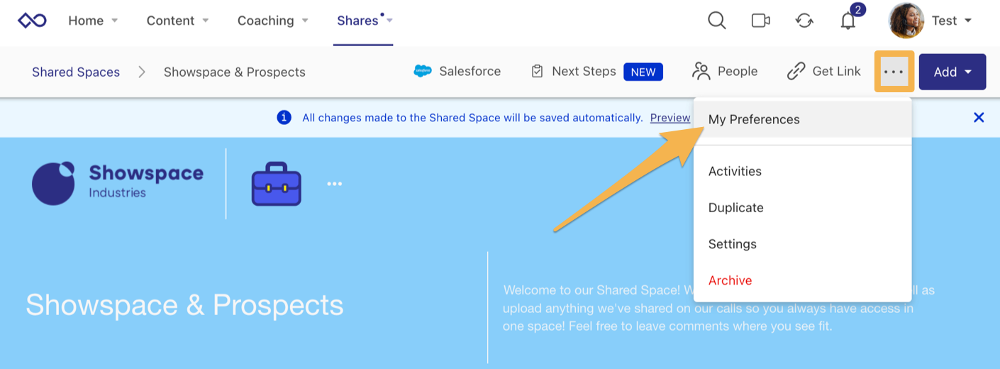Configure Shared Spaces notifications – Showpad Help Center