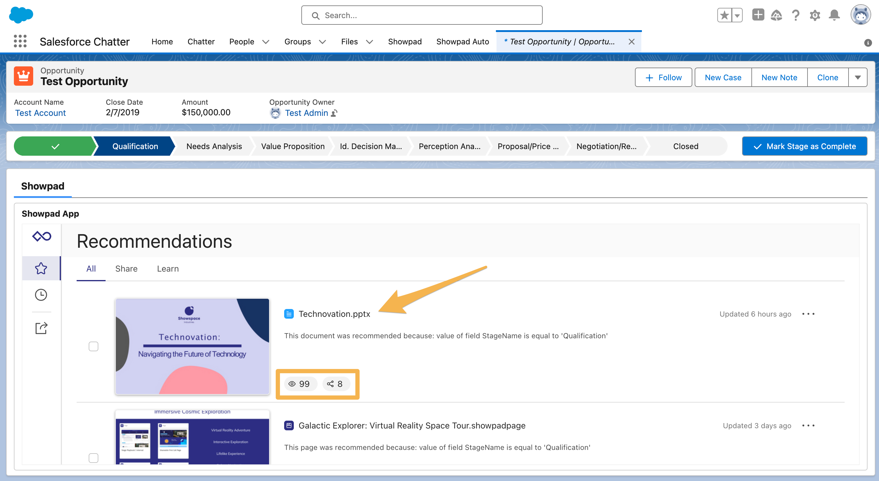Review and share recommended content in Salesforce – Showpad Help Center