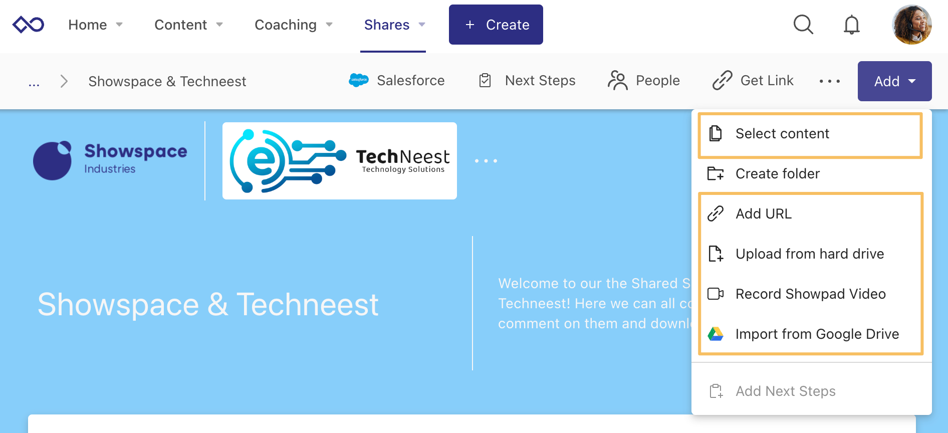 Add content to Shared Spaces – Showpad Help Center