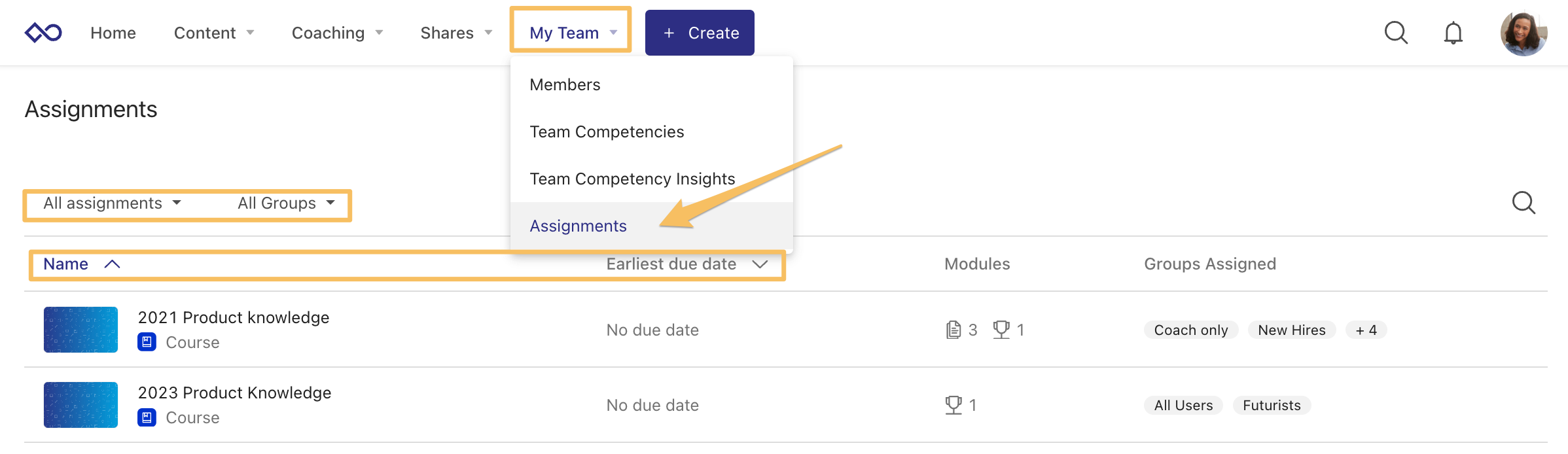 See your teams assignments in My Team hub: Assignments – Showpad Help ...