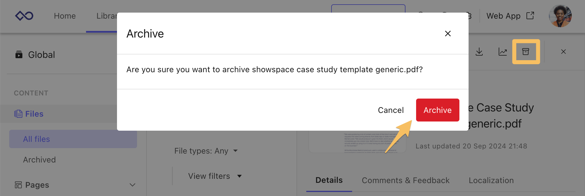 Archive, restore, and permanently delete files – Showpad Help Center