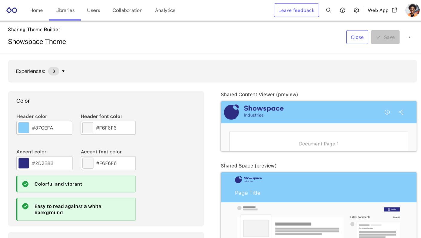 Customize the Shared Content Viewer with Sharing Themes – Showpad Help Center