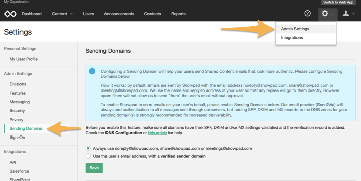 Setting up Sending domains for Showpad – Showpad Setting up Sending domains for Showpad – Showpad