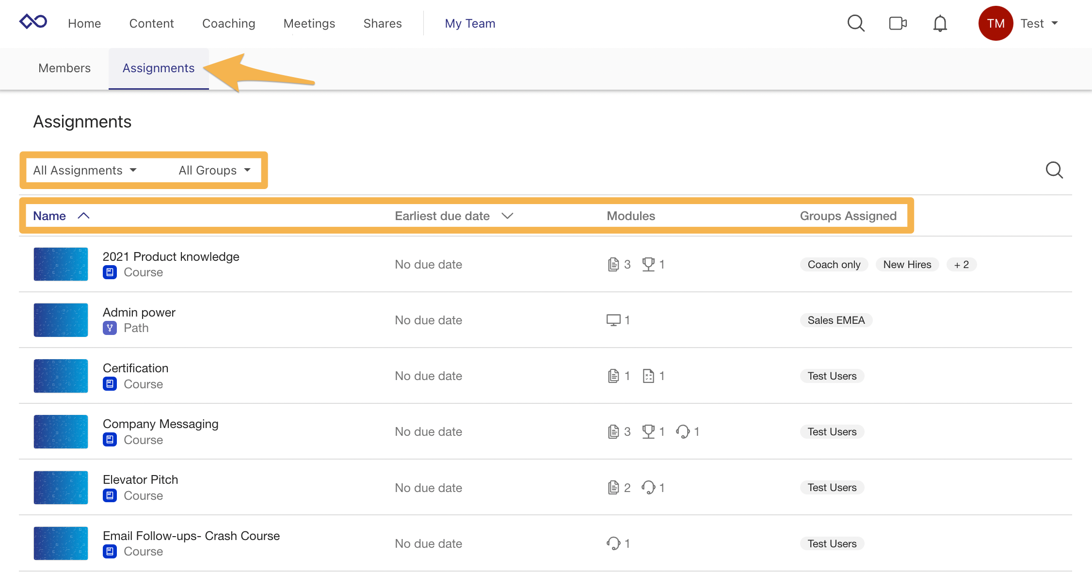 See your teams assignments in My Team hub: Assignments – Showpad Help Center